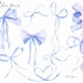 Watercolor Blue Bows and Ribbons Collections. Digital Birthday Png ...