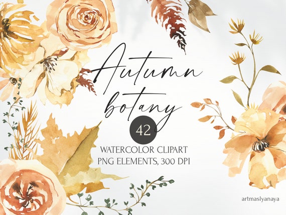 Watercolor Autumn Flowers Clipart for Instant Download. Fall - Etsy