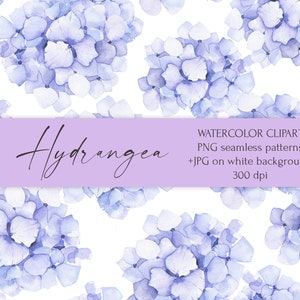 Watercolor Hydrangea Flower Seamless Pattern. Tender Digital Paper for ...