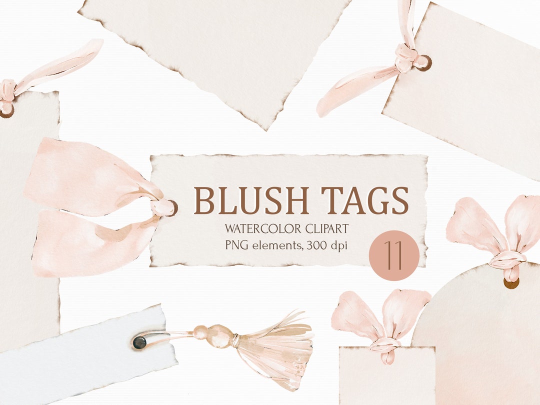 Watercolor Blush Tender Tags, Cute Tags for Your Text, Gift Cards ...