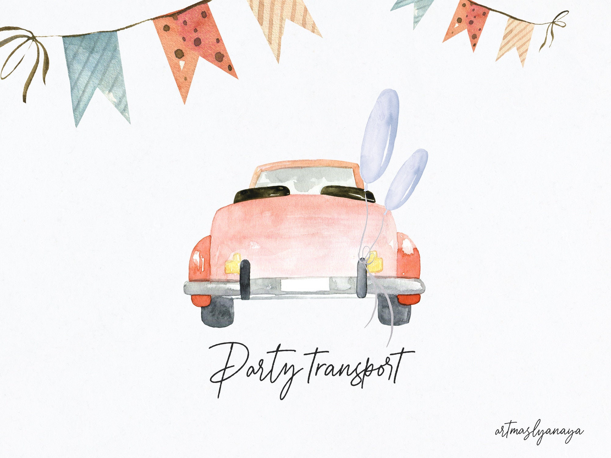 Watercolor Party Clipart for Birthday or Bridal Shower. | Etsy