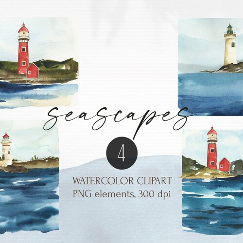 Watercolor Lighthouse Clipart for Instant Download. Nautical - Etsy