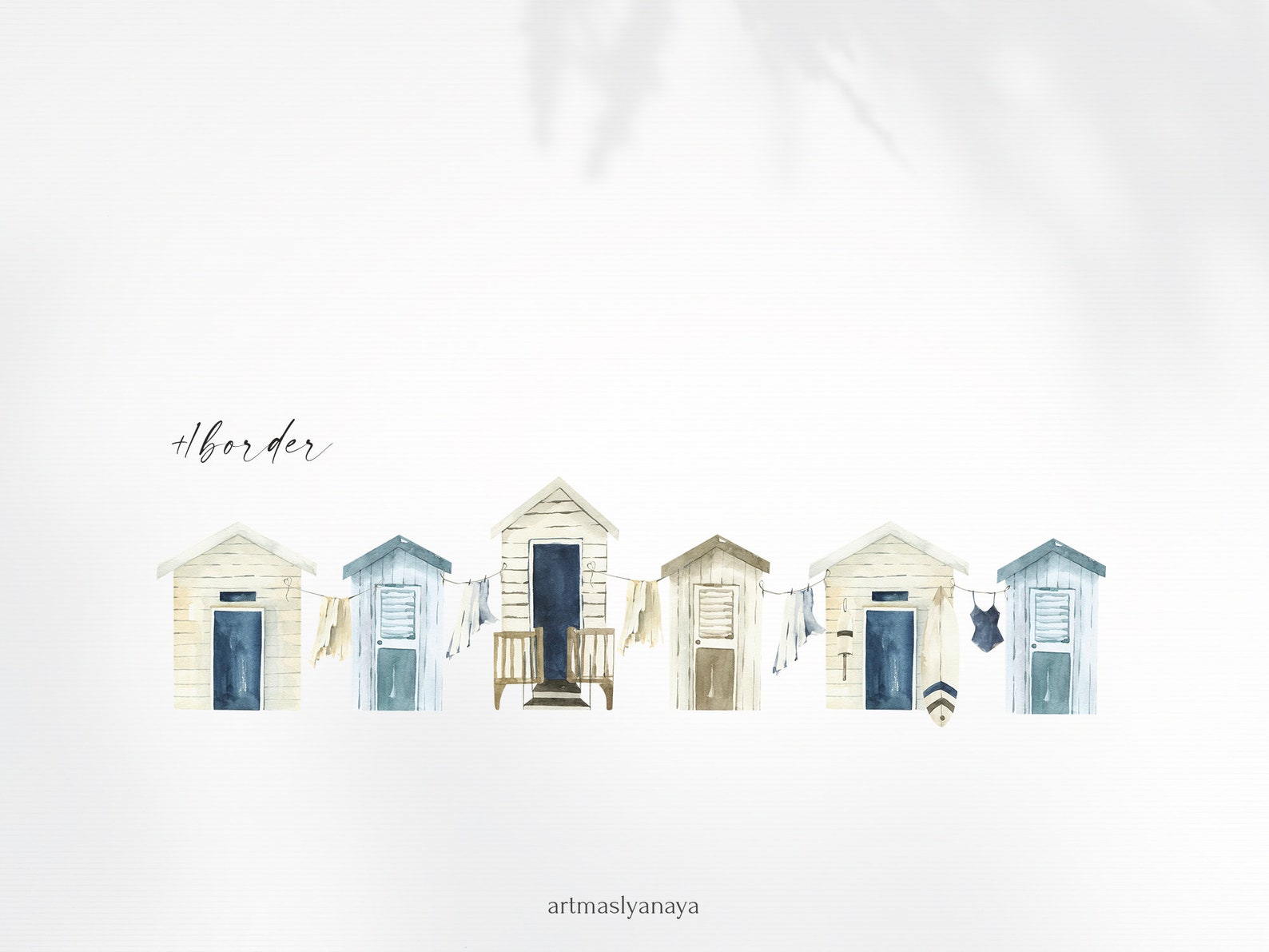 Watercolor Beach Houses Clipart. Digital Painted Summer - Etsy