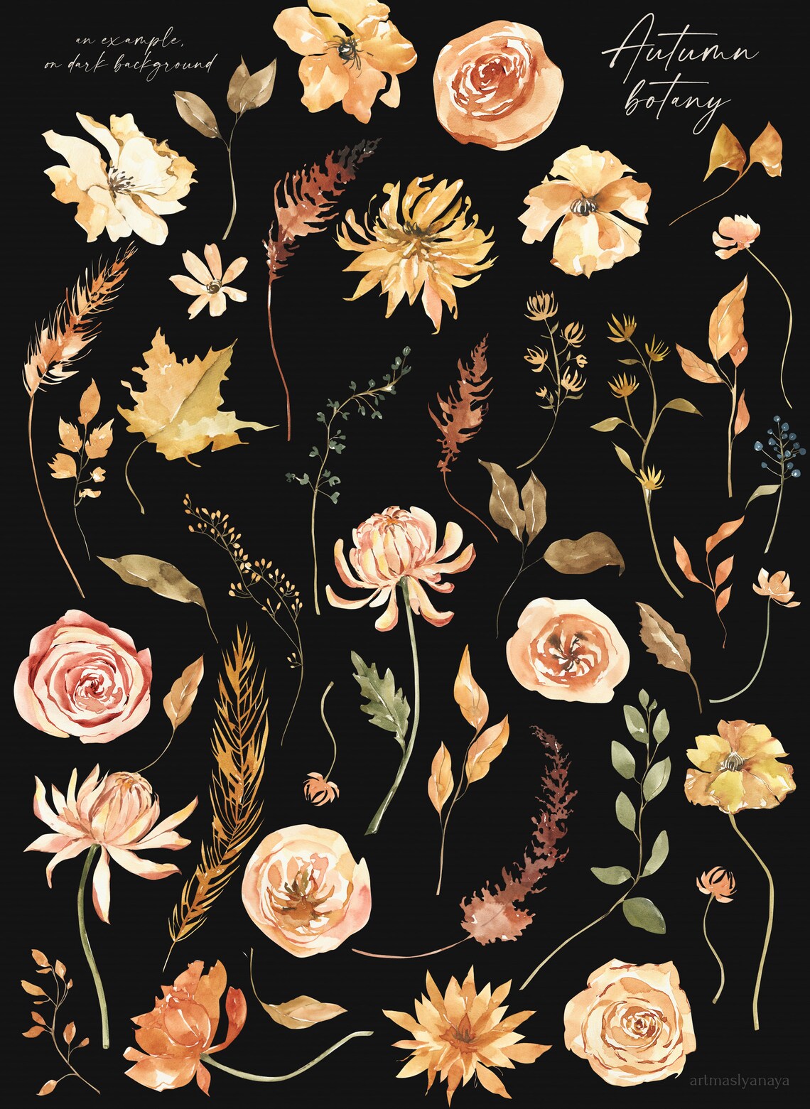 Watercolor Autumn Flowers Clipart for Instant Download. Fall - Etsy