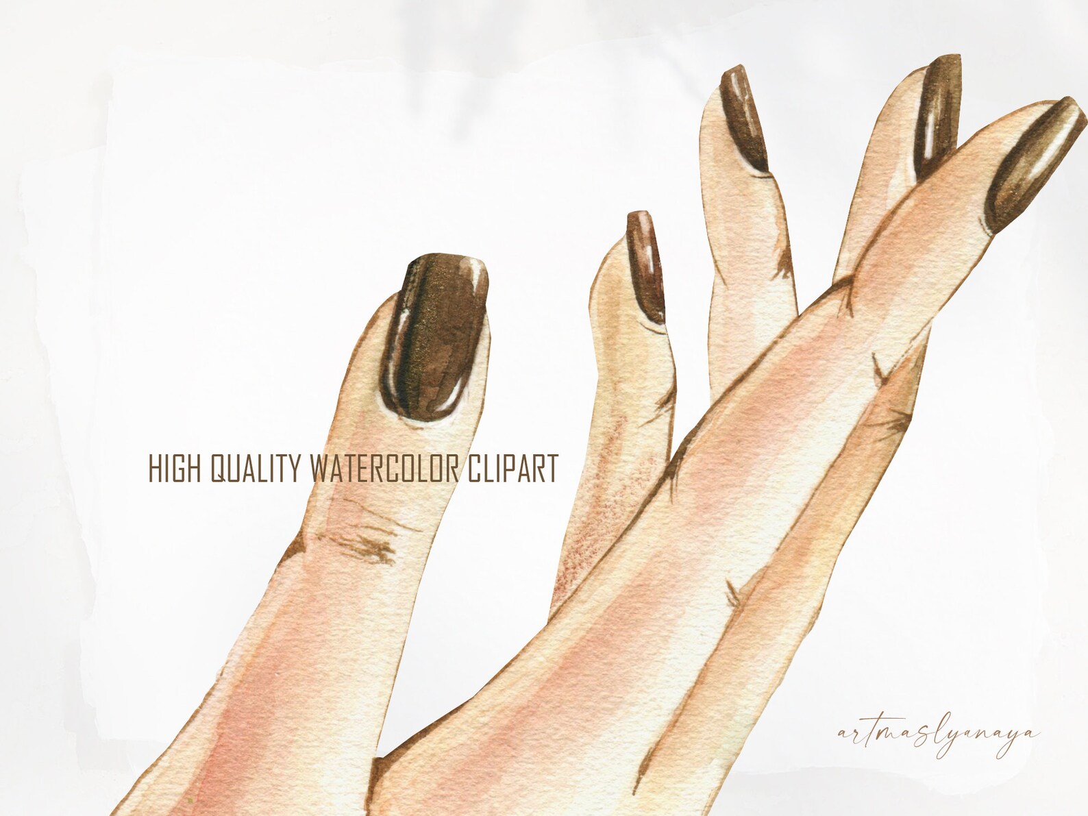 Watercolor Clipart Hands. Hand Painted Trendy Manicure Nail - Etsy