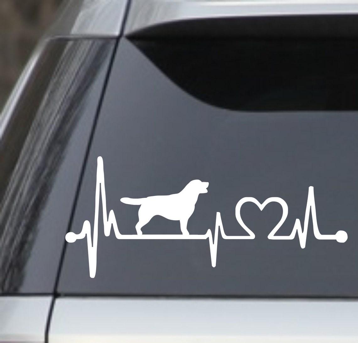 Labrador Retriever Heartbeat Lifeline 7” White Dog Laptop Window Car ...