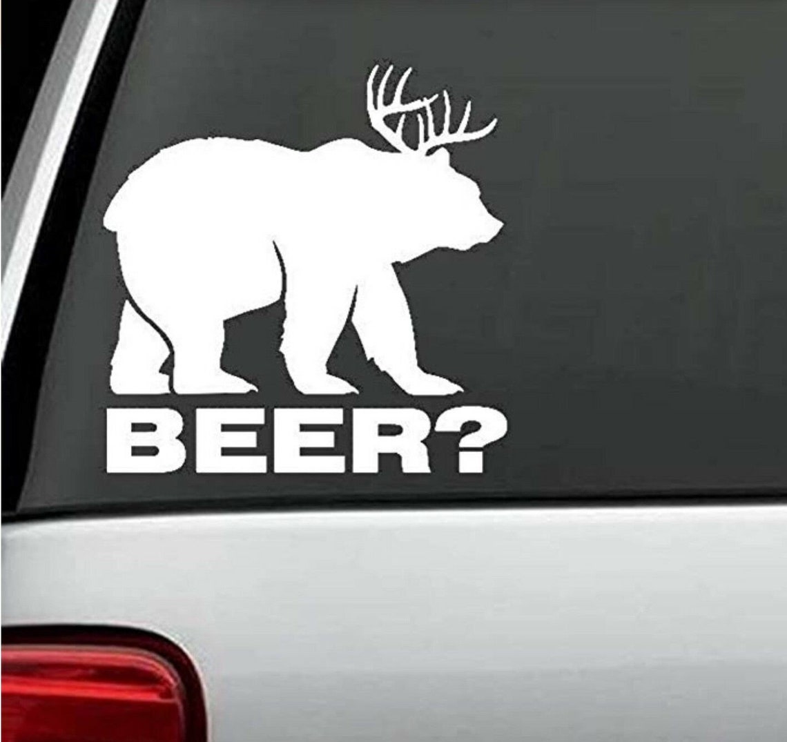 Beer Bear 5.5” Decal Hunting Deer Rack Vinyl Decal Sticker Car Truck ...
