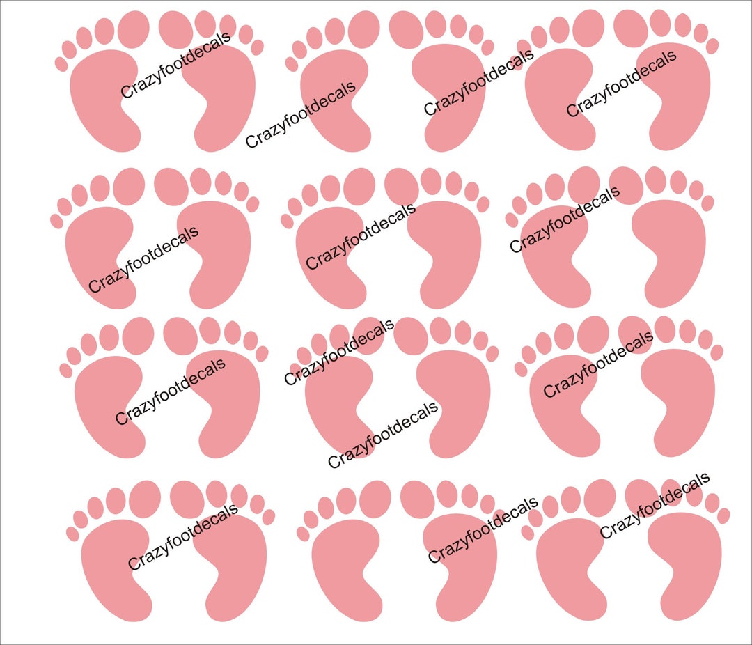 Set of 12 Pink Vinyl Baby Feet Decal Stickers - 2" Wide Each Foot - Etsy