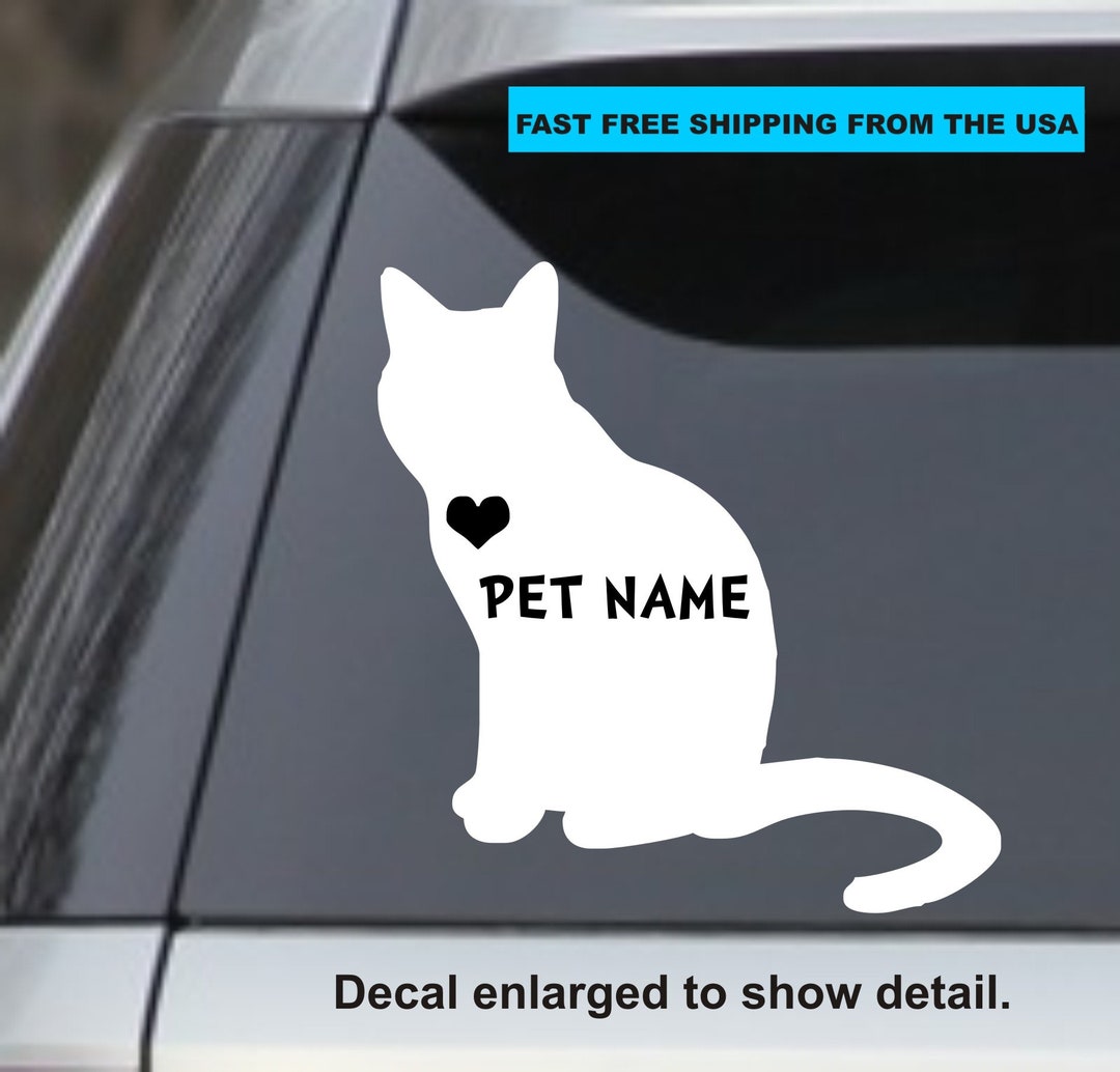 Personalized Cat Kitten 6" (color: White) Vinyl Decal Window Sticker ...