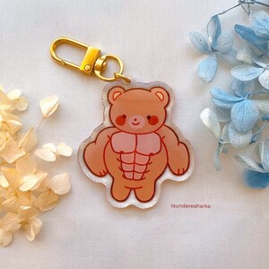 Buff Bear Bread Epoxy Acrylic Glitter Keychain Charms Cute Kawaii ...