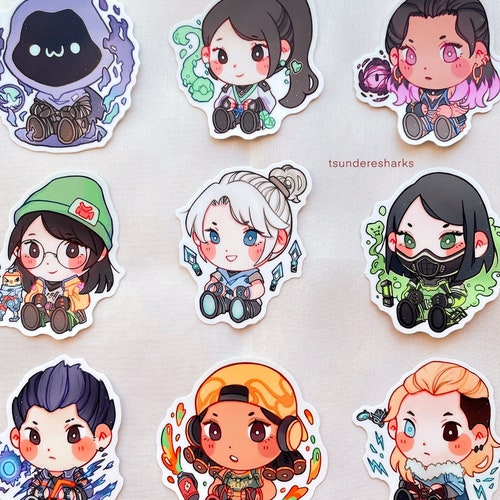Valorant Chibi Vinyl Stickers Agents Sage Jett Omen Viper - Etsy Israel