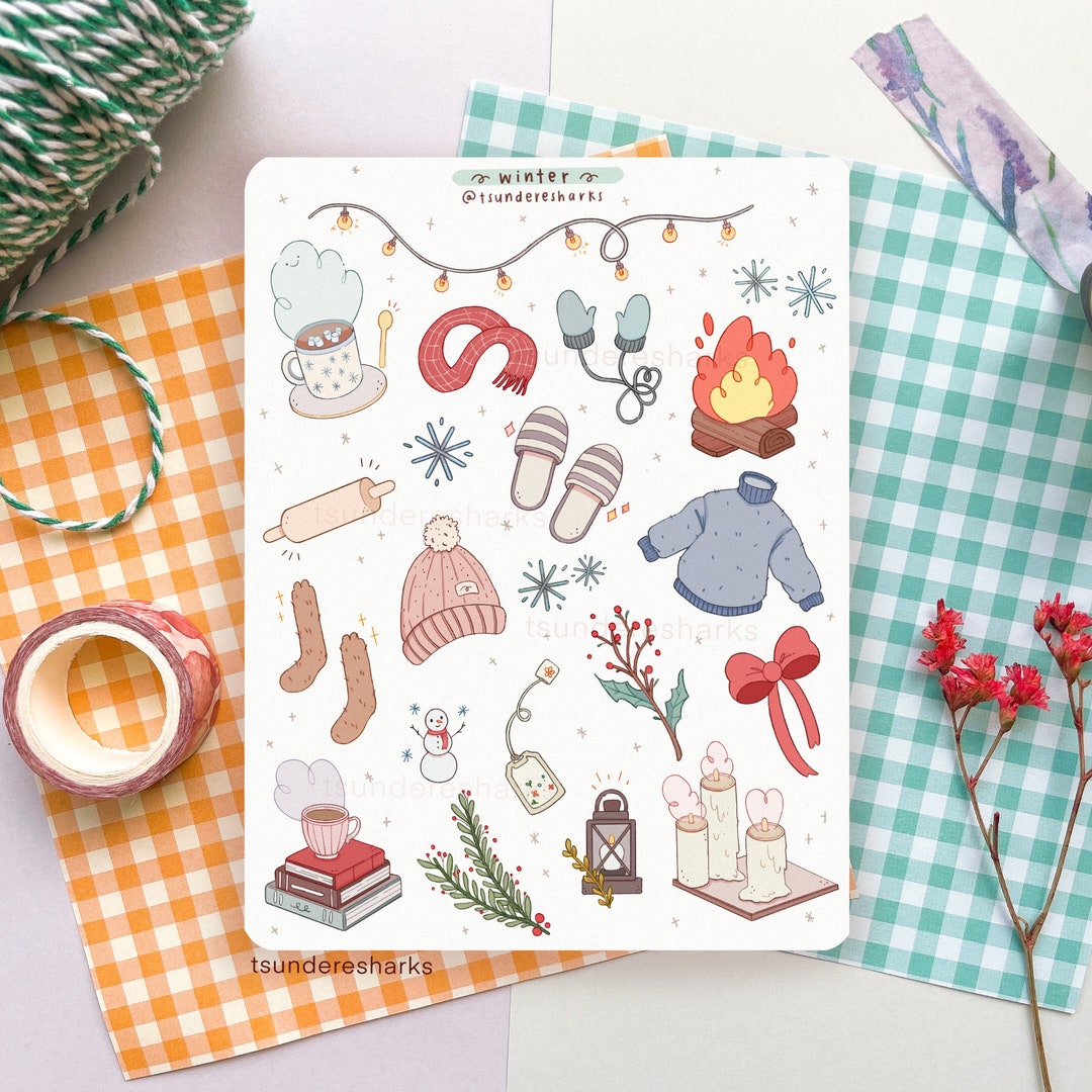 Winter Cute Pastel Sticker Sheet Print Bujo Bullet Stickers Journaling ...