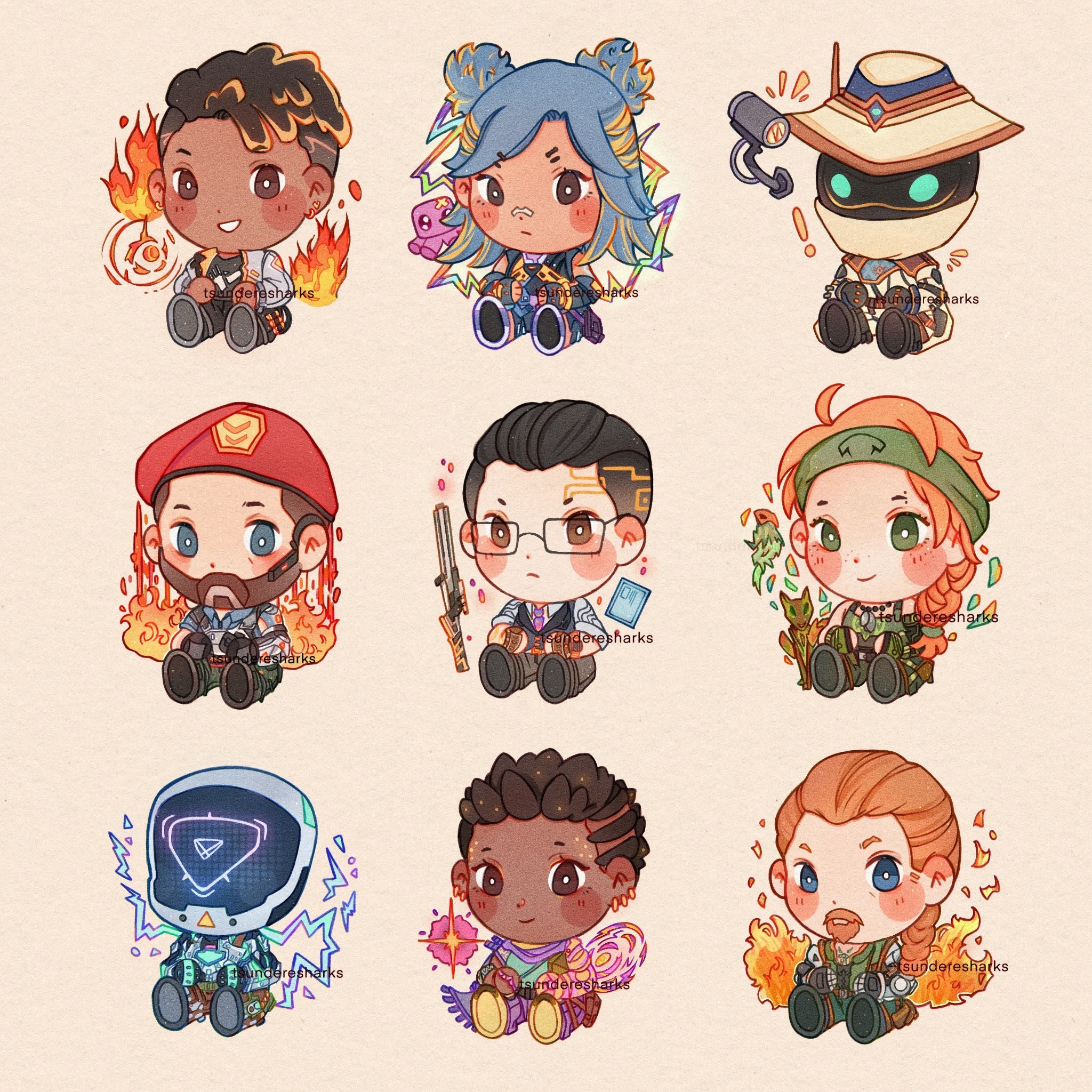 Valorant Chibi Vinyl Stickers Agents Sage Jett Omen Viper - Etsy Israel