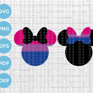 Mouse Head Bisexual Pride Flag // LGBTQ+ Pride // Svg Png Eps Pdf Dxf ...