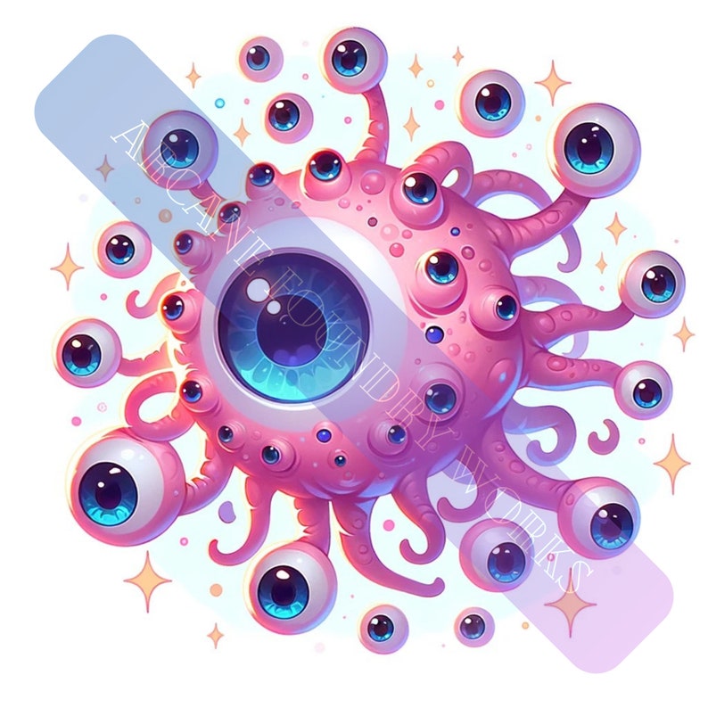 Cute Beholder Art Print - Fantasy Creature Illustration - Magical ...