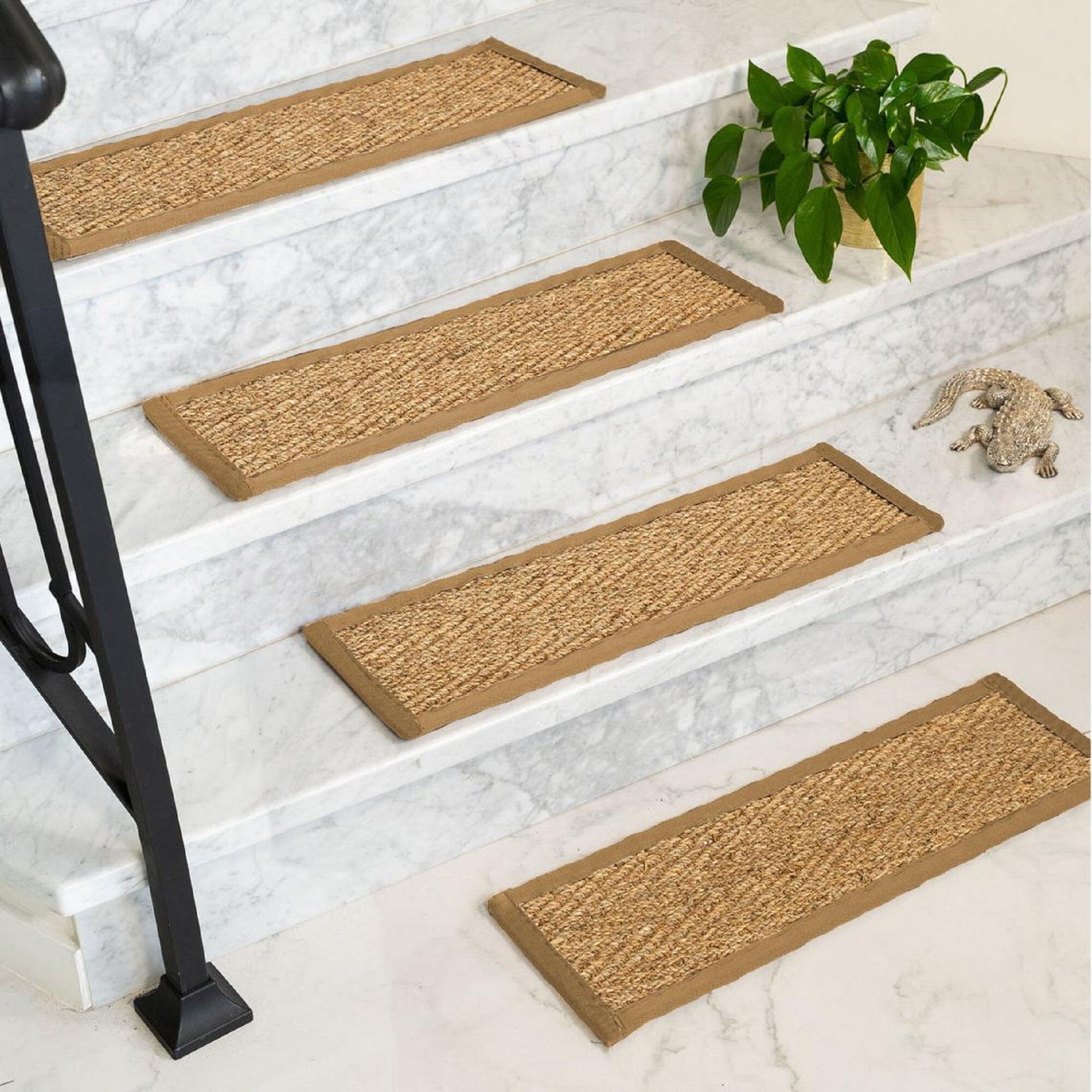 Stylish and Durable Jute Carpet Stair Set: 9 X 29 Stair Runners in a ...