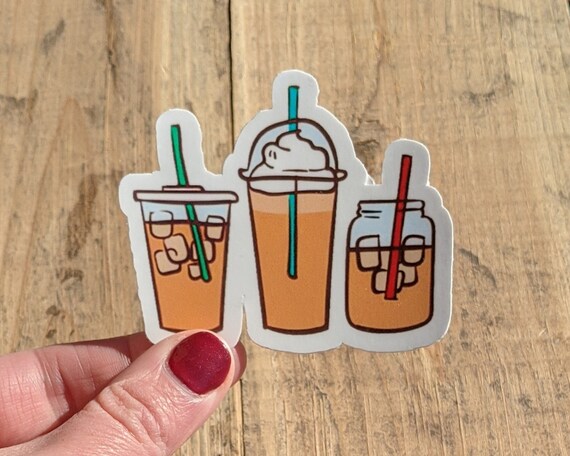 Iced Coffee Frappe Waterproof Sticker Decal Laptop - Etsy