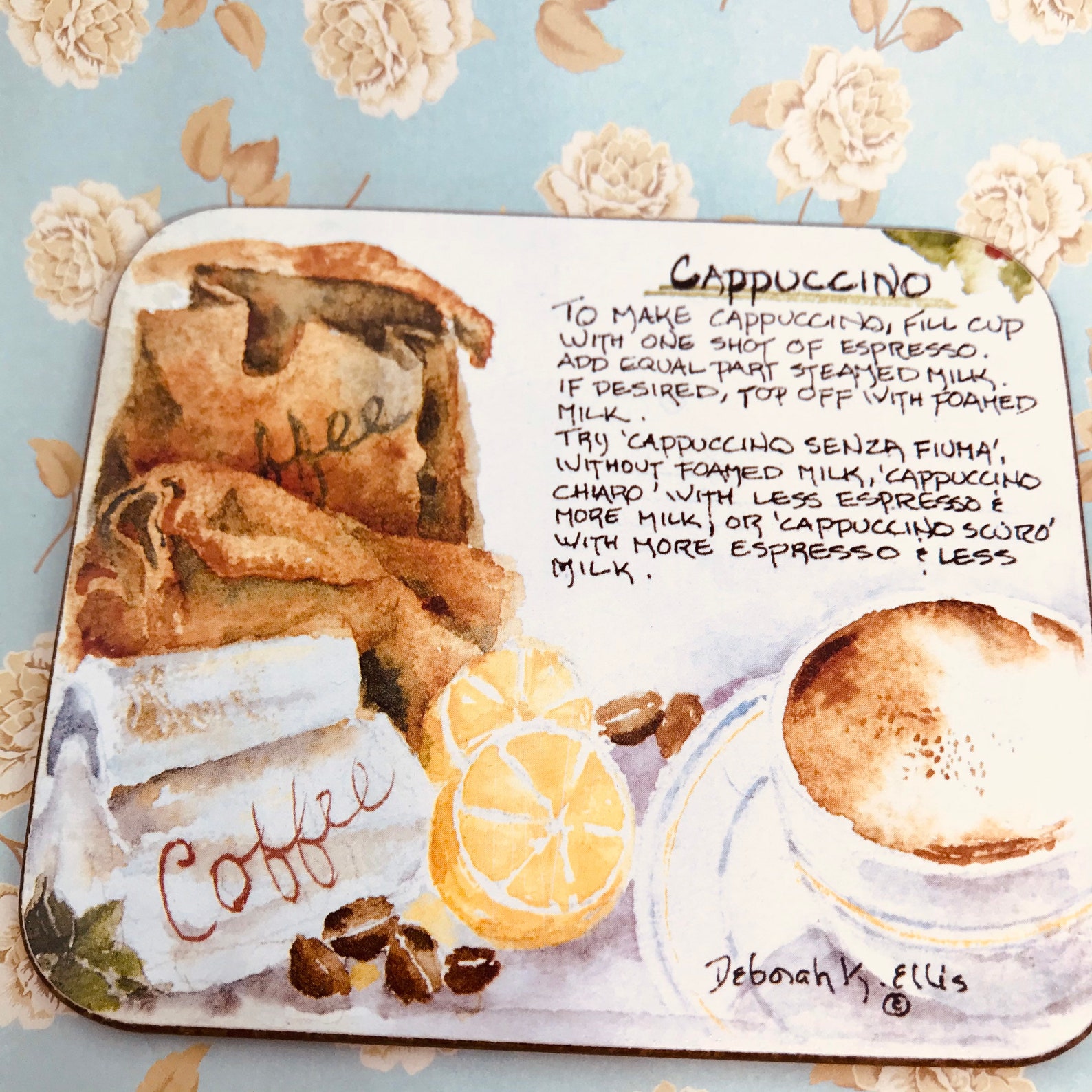 Vintage Coaster Set Deborah K. Ellis Watercolour Print Set of Six ...