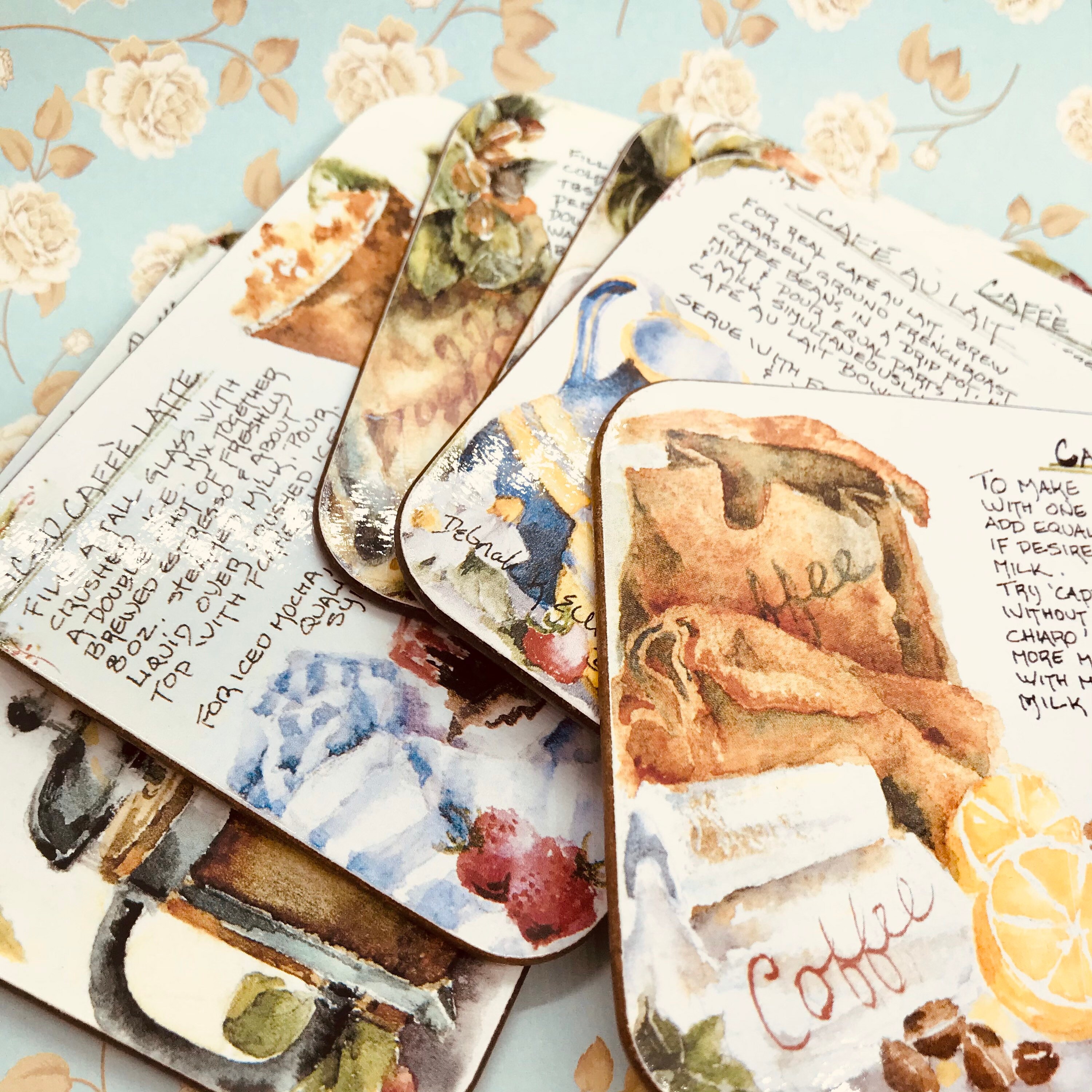 Vintage Coaster Set Deborah K. Ellis Watercolour Print Set of Six ...