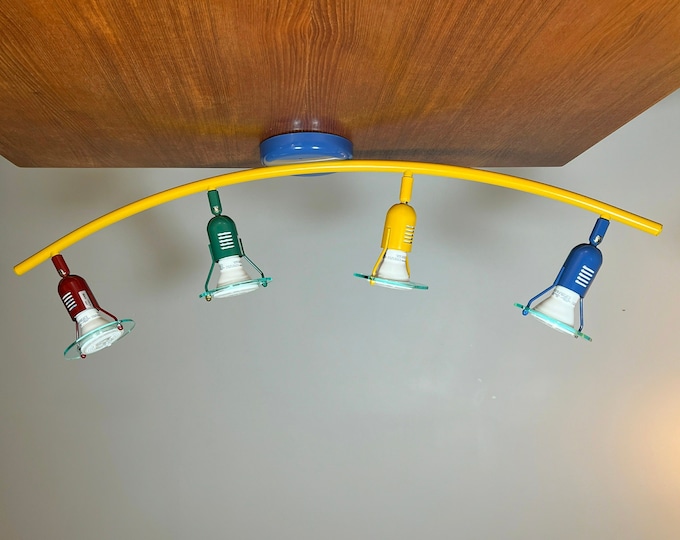 1990s Vintage Memphis-style Multicolored Suspended Ceiling Lamp, 4-spot ...