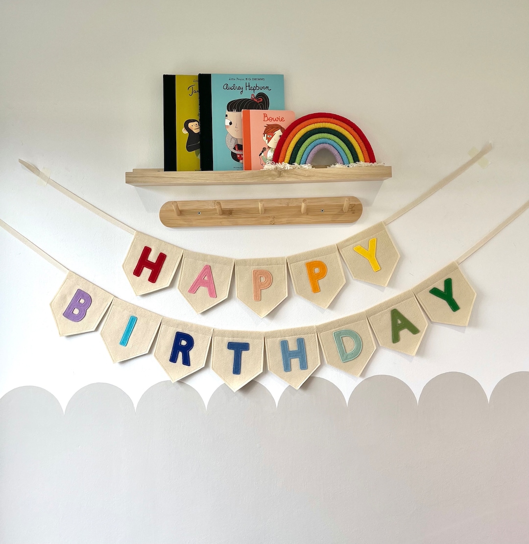 Happy Birthday Bunting- Reusable Birthday Decor- Felt Birthday Bunting ...