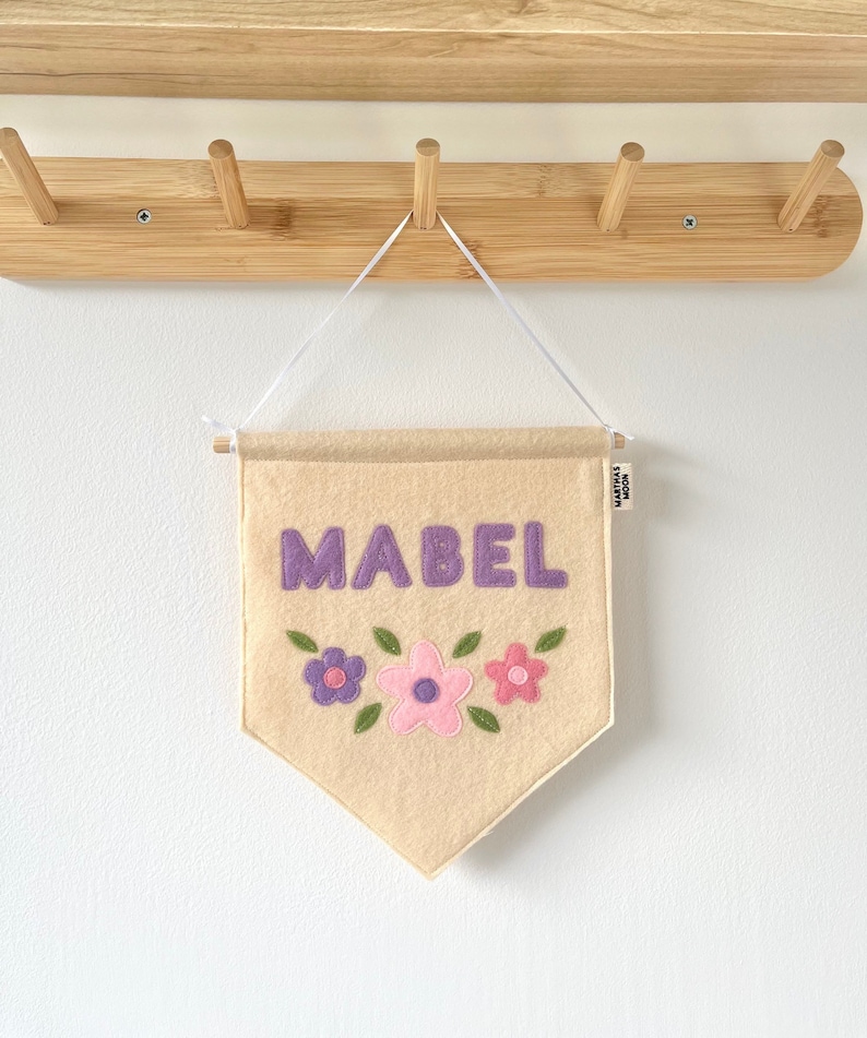 Personalized Flower Felt Banner – Nursery Wall Decor, Kids Room - Etsy