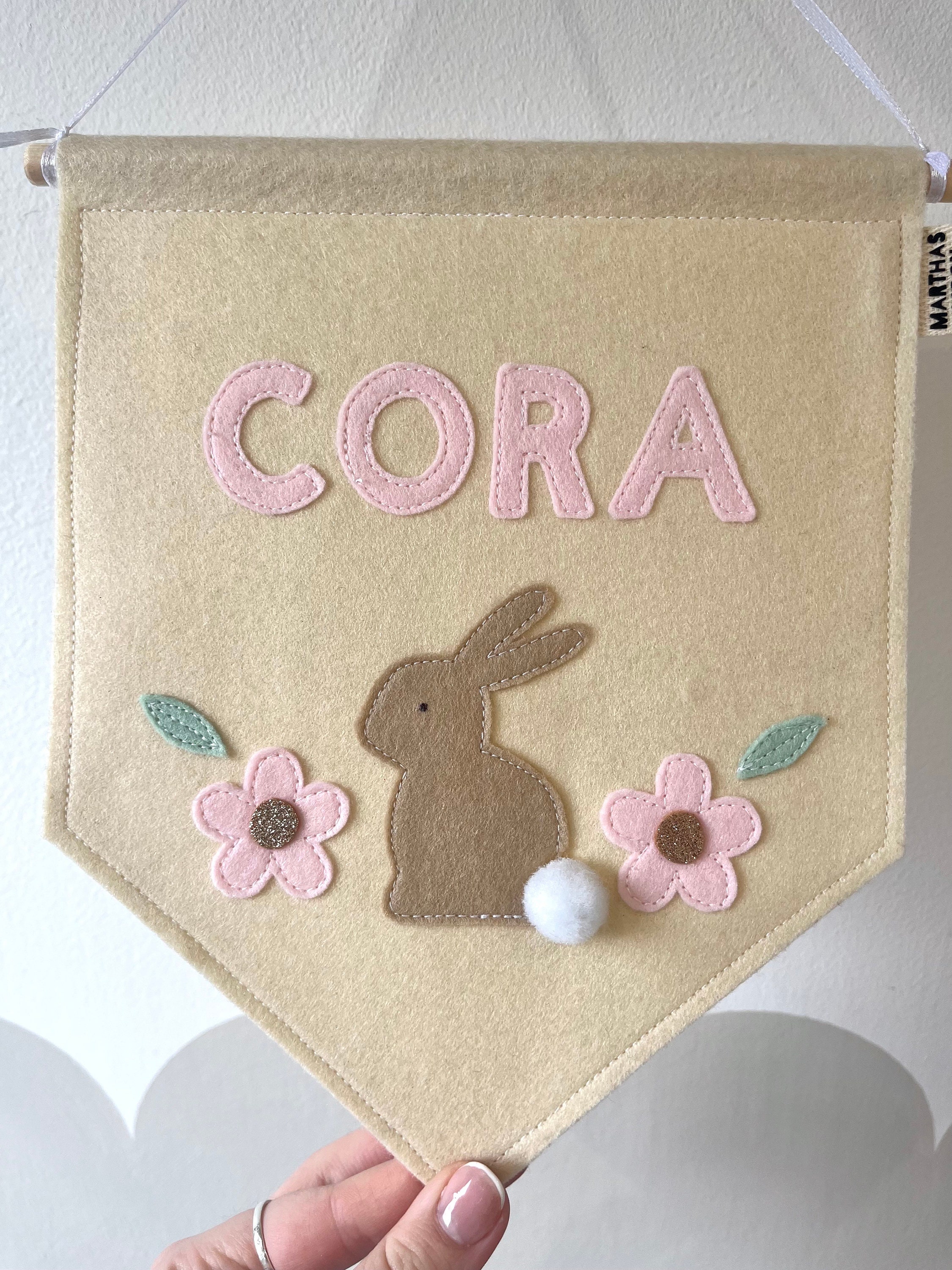 Bunny Fabric Banner - Rabbit Decor- Cute Bunny- Personalised - Nursery ...