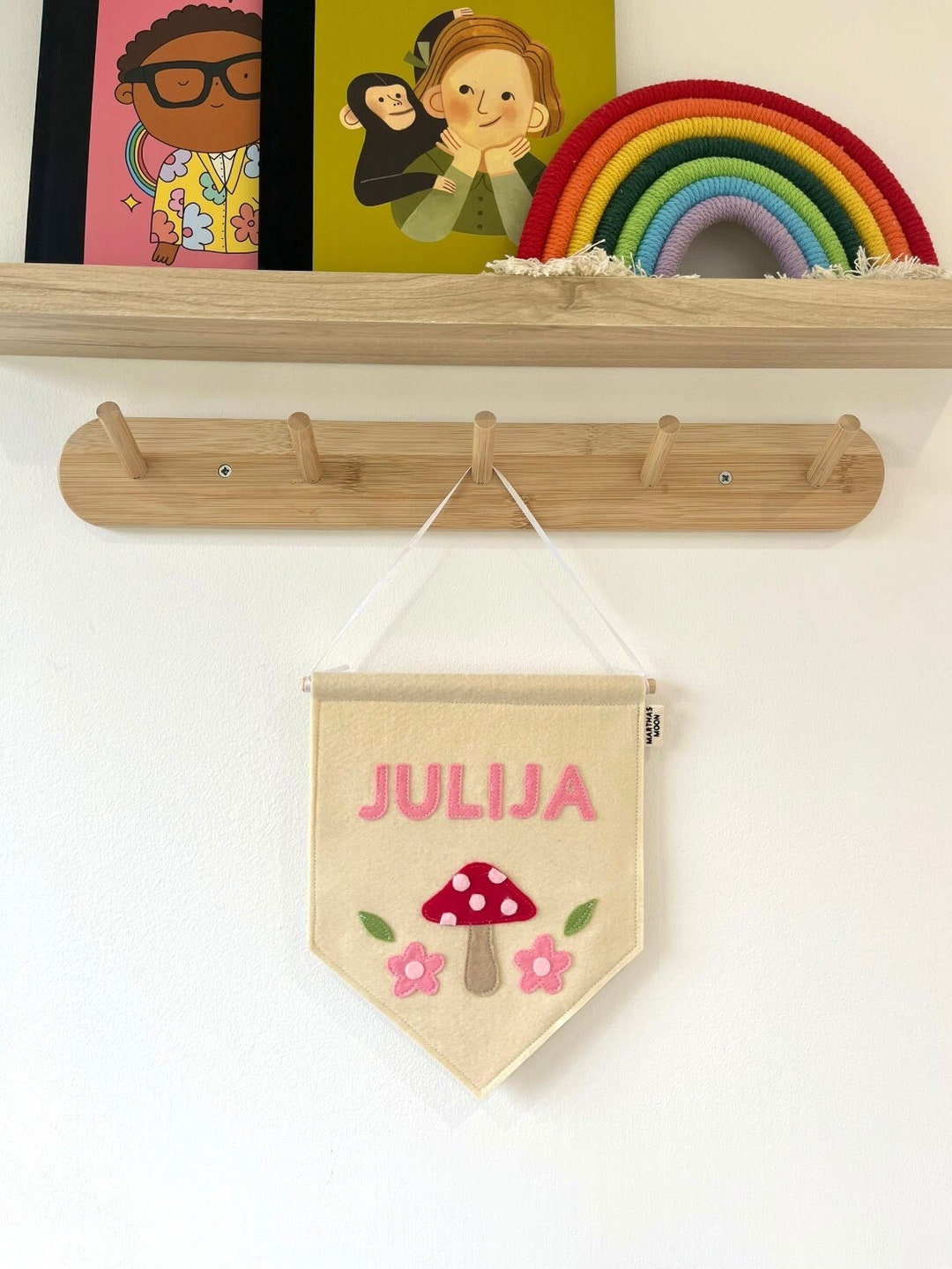 Toadstool Fabric Banner - Personalised - Nursery Wall Decor - Kids Room ...