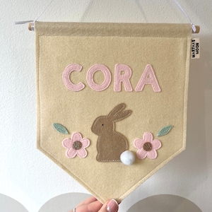 Bunny Fabric Banner - Rabbit Decor- Cute Bunny- Personalised - Nursery ...