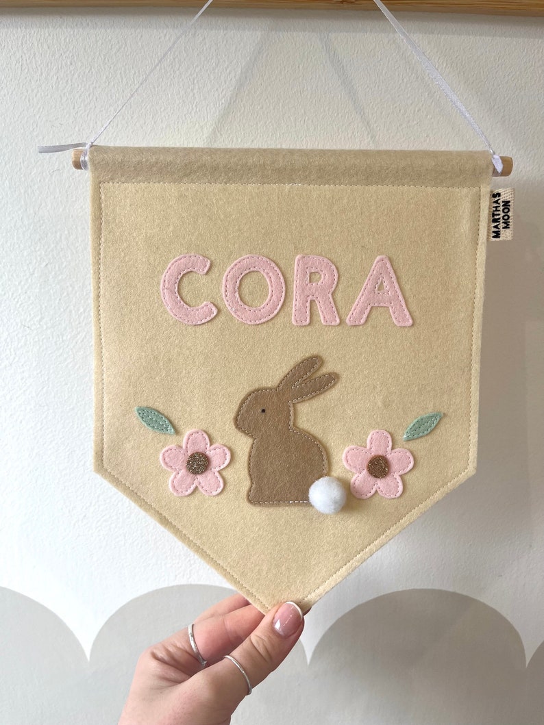 Bunny Fabric Banner - Rabbit Decor- Cute Bunny- Personalised - Nursery ...