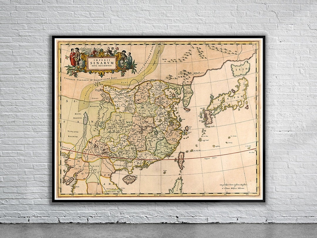 Antique Map Vintage China 1654 Print: Detailed Historical Cartography ...