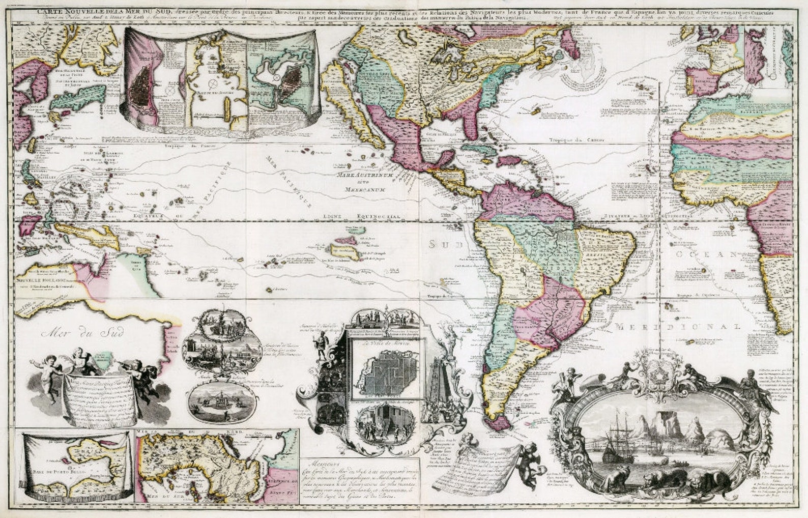 Vintage Map of the World 1707 | Etsy