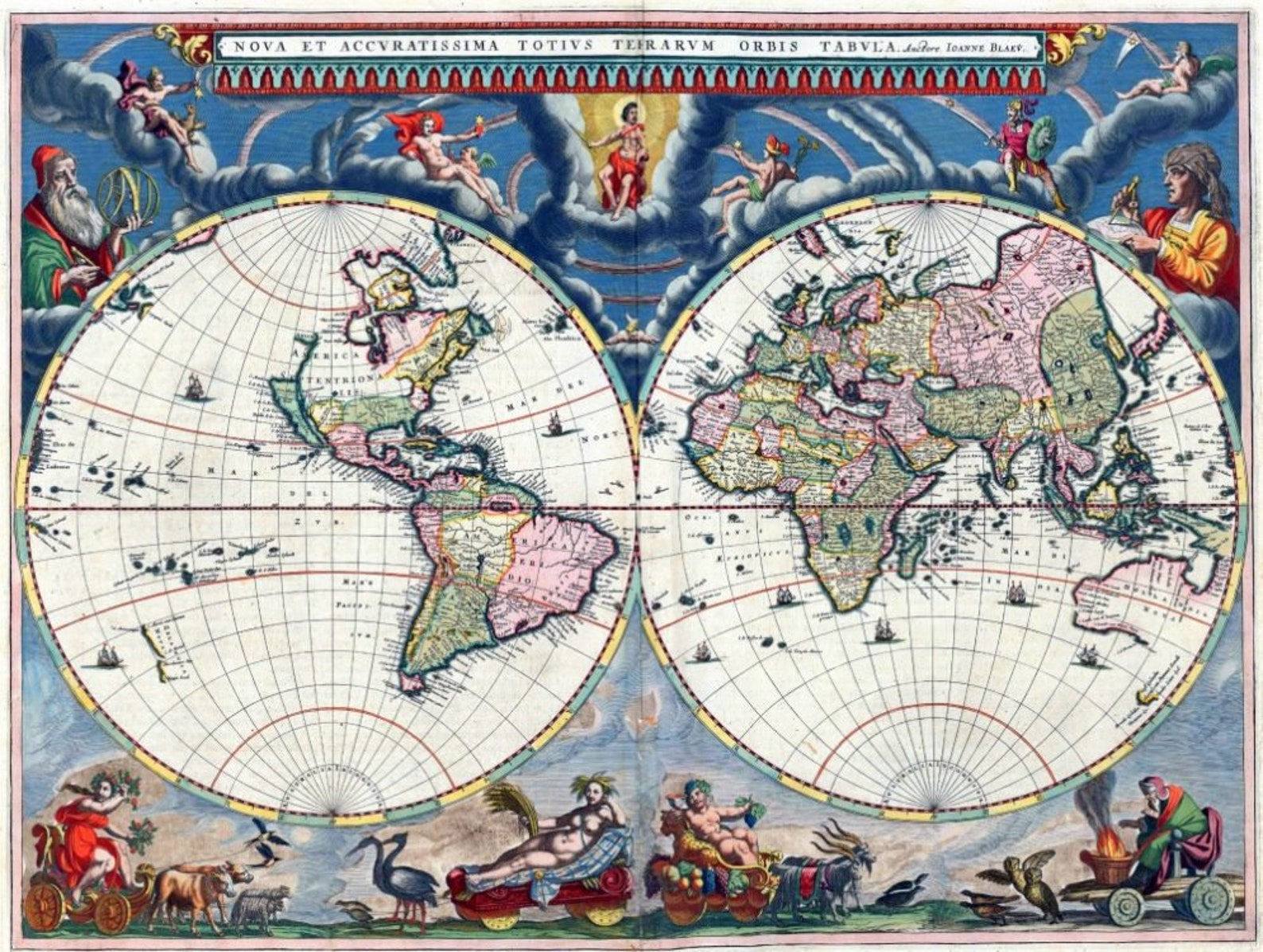 Beautiful Vintage Blaeu Old World Map 1664 Old Map Print - Etsy