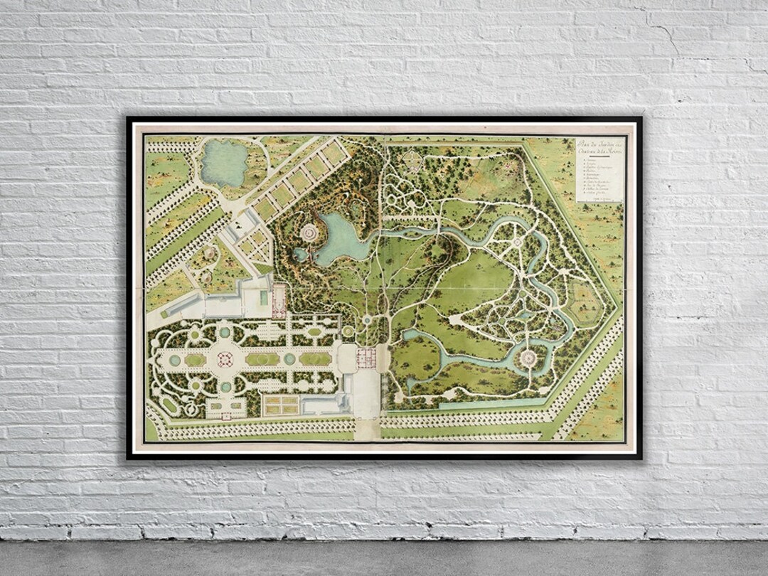 Vintage City Map Poster: Versailles Petit Trianon Garden Plan, Full ...