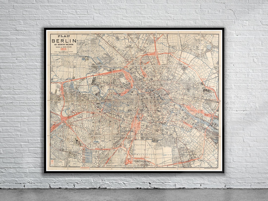 Vintage City Map Poster Berlin 1903: Antique Cartography Artwork ...