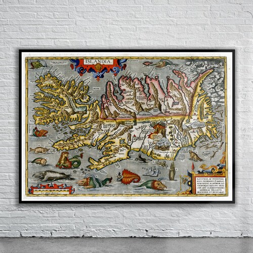 Old Map of Iceland Topological Nordic Print Reykjavik - Etsy