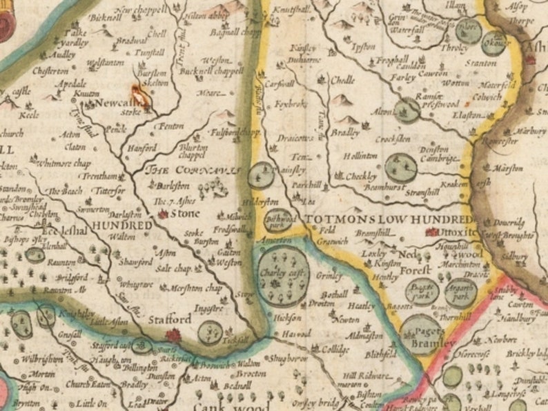 Beautiful Vintage Map of Staffordshire England Old Map - Etsy