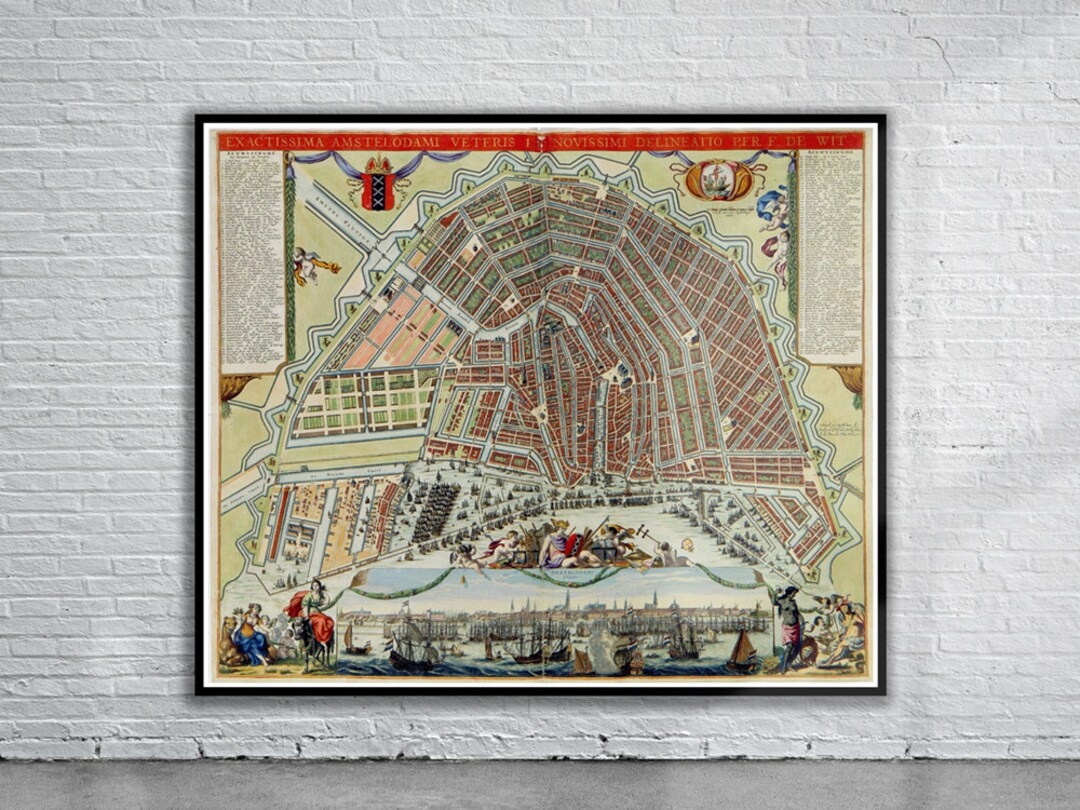 Antique Map Vintage Amsterdam 1688, Full Color Reproduction (museum ...