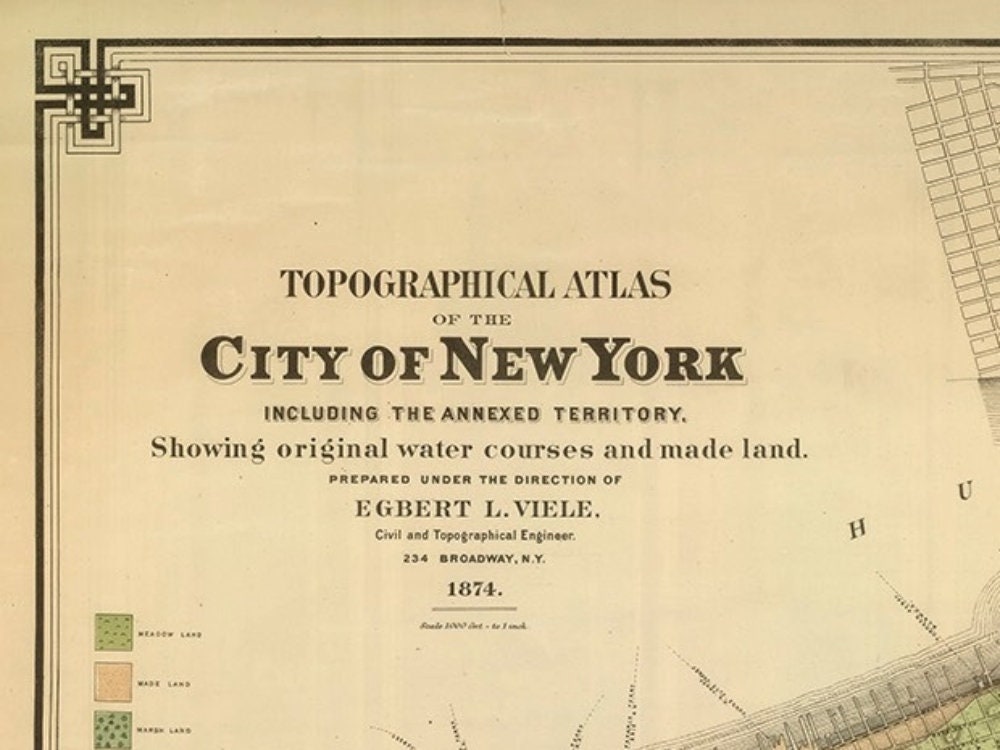 Beautiful Vintage Map of New York 1874 Old Map Print Vintage Wall Art ...