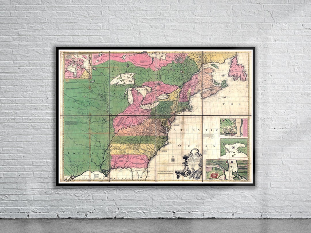Antique Map Print: New France 1755 Vintage Reproduction - Archival ...