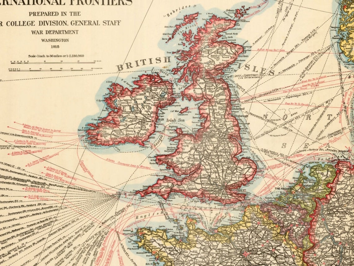 Antique Map Print: Vintage 1915 Europe War Chart - Archival Matte Paper ...