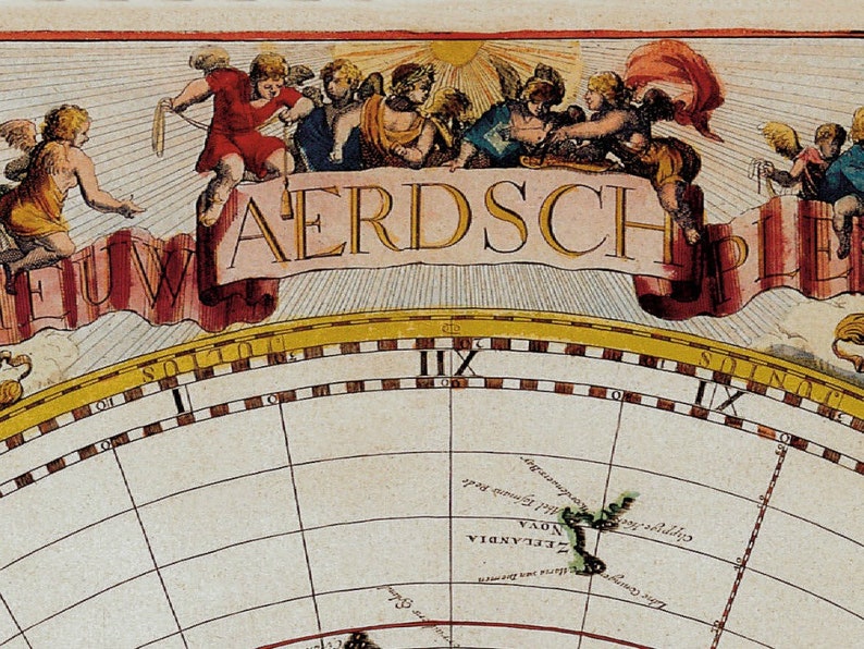 Vintage Map Poster Antique World Map, Cornellis Dankertz 1700 Polar ...
