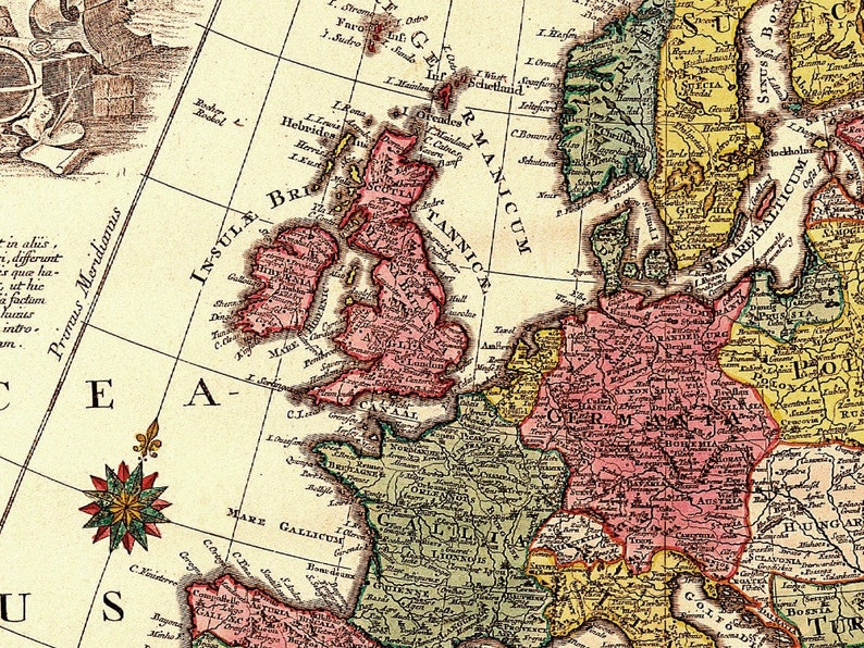 Beautiful Vintage Map of Europe 1760 Old Map Print Vintage - Etsy