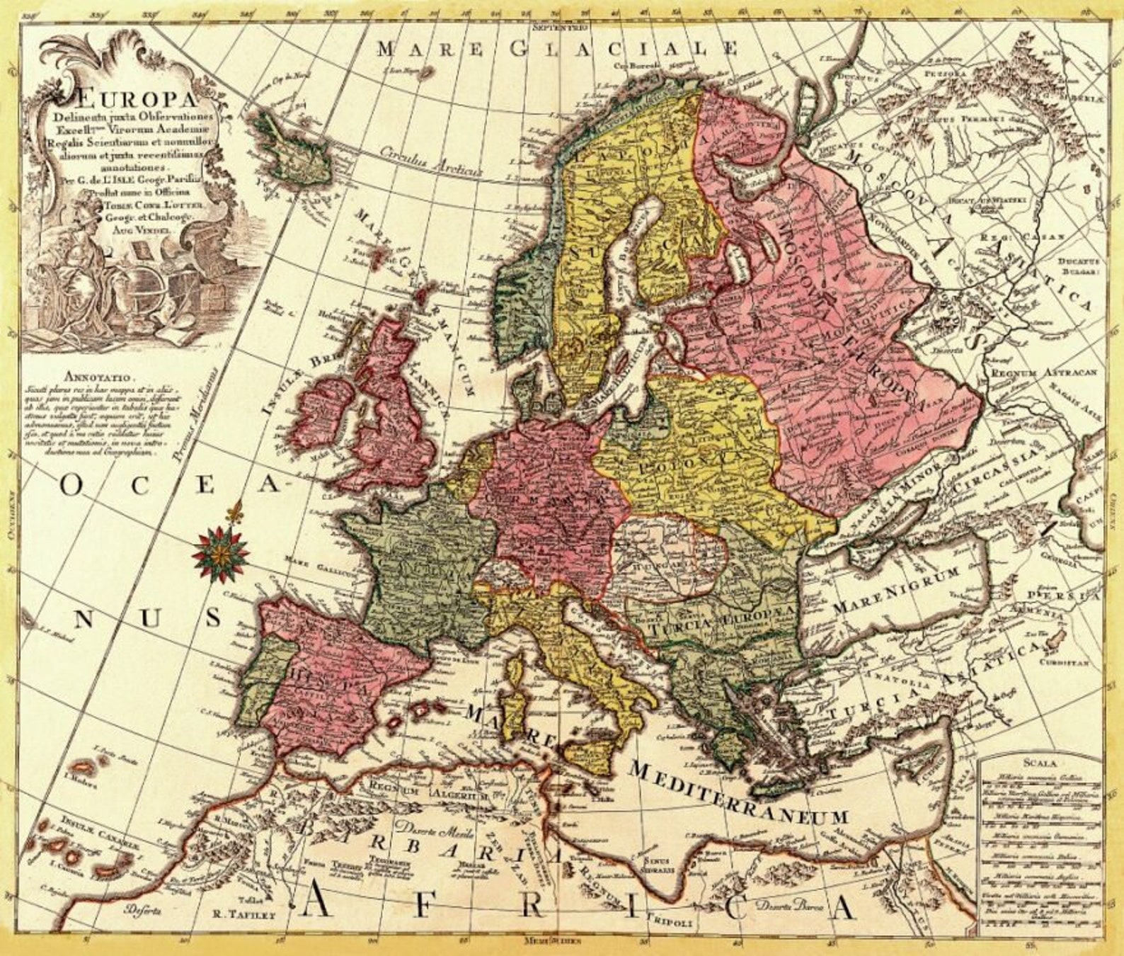 Beautiful Vintage Map of Europe 1760 Old Map Print Vintage - Etsy