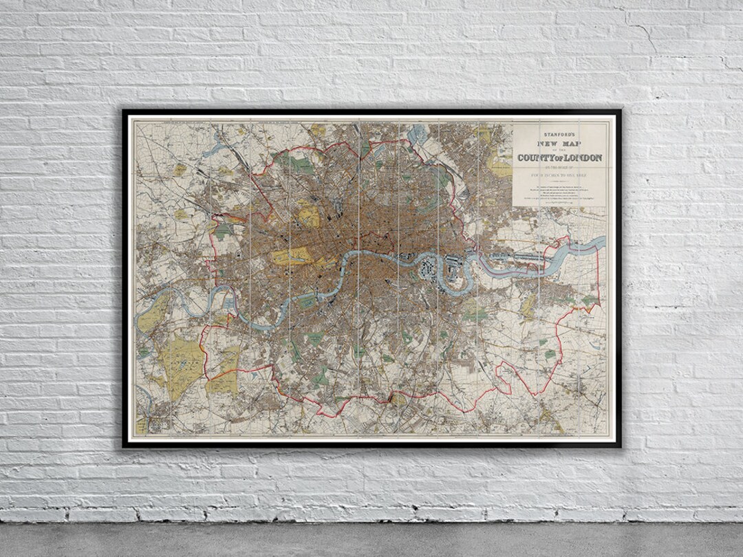 Vintage Antique Map of London, England 1905 | Old Map Print | Vintage ...