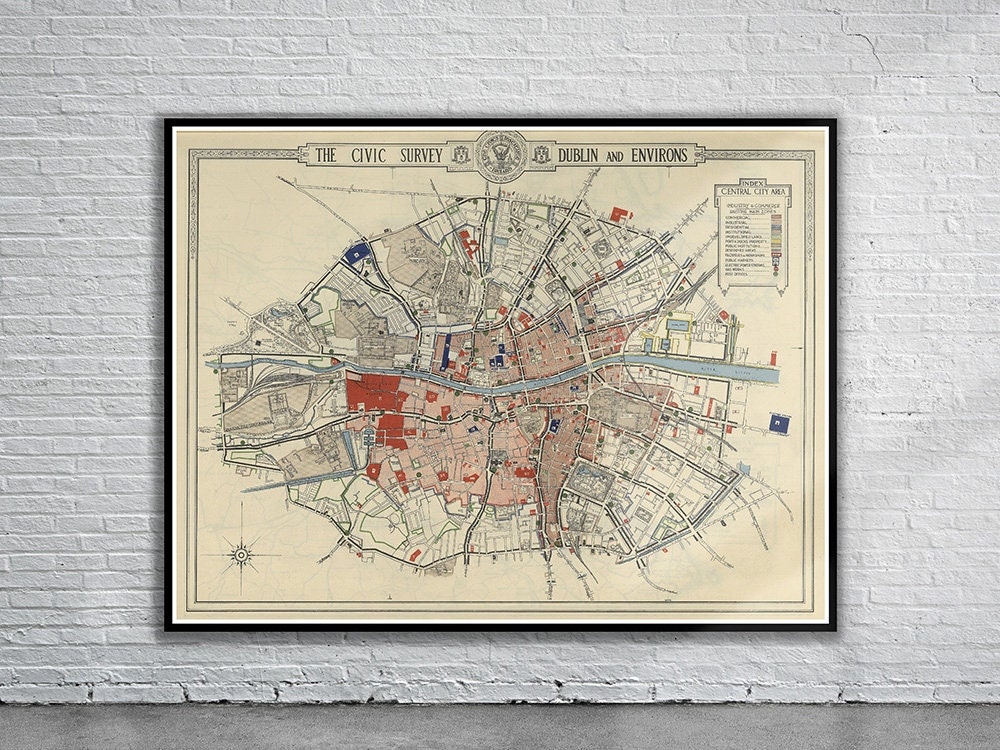 Beautiful Vintage Map of Dublin Ireland 1925 Old Map Print - Etsy