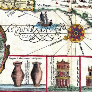 Beautiful Vintage Map of the Holy Land 1632 | Old Map Print | Vintage ...