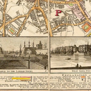 Beautiful Vintage Map of London, England 1816 | Old Map Print | Vintage ...