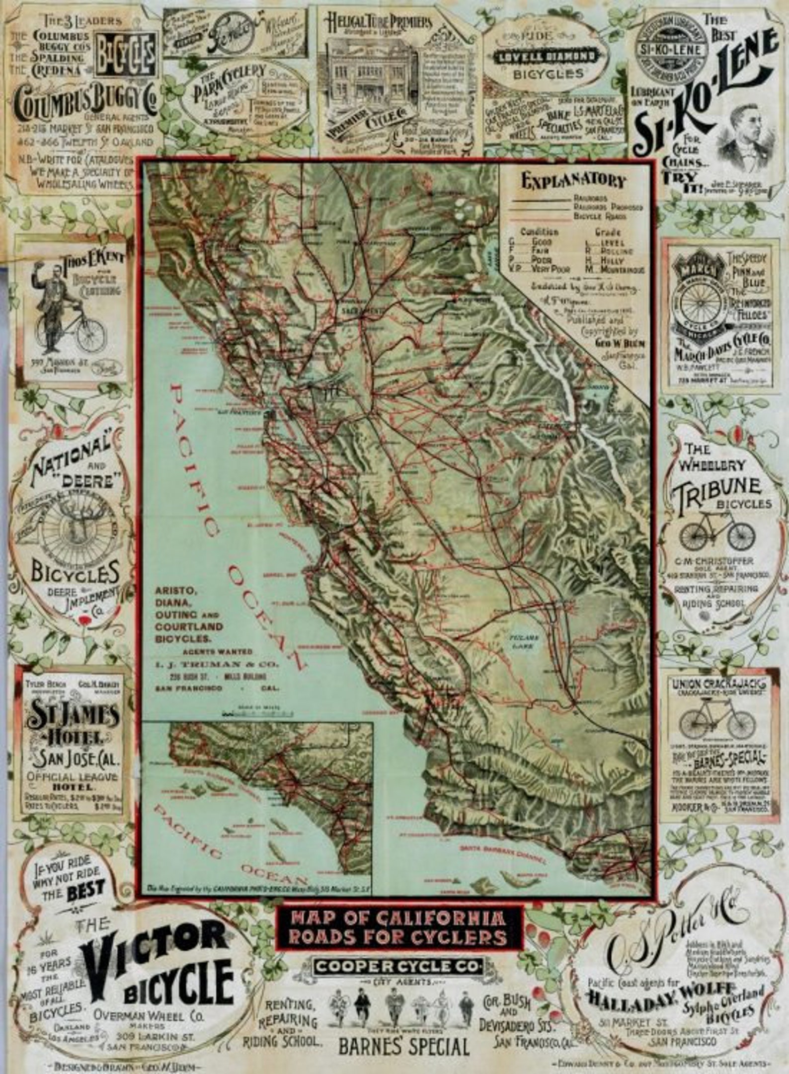 Beautiful Vintage Map of California 1896 Old Map Print - Etsy