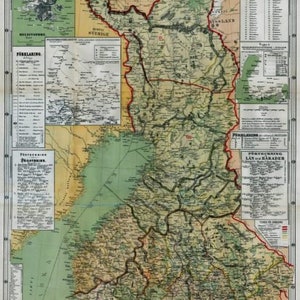 Beautiful Vintage Map of Finland 1881 | Old Map Print | Vintage Wall ...